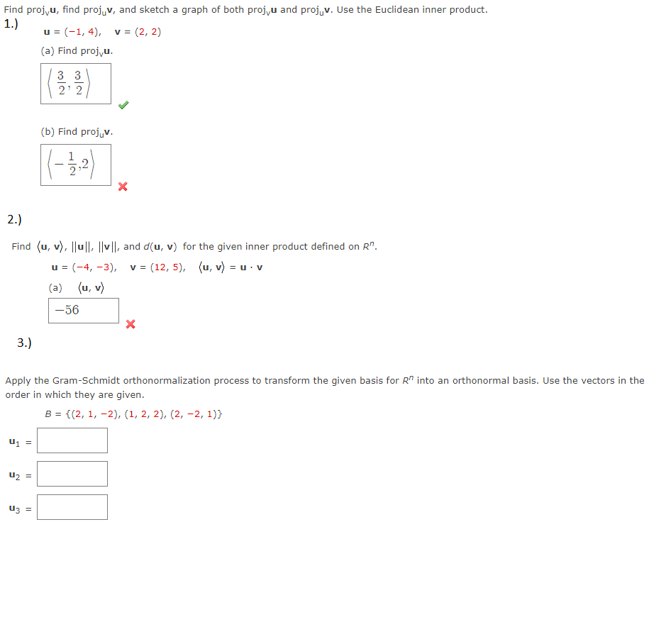 Solved Find projvu, find projuv, and sketch a graph of both | Chegg.com