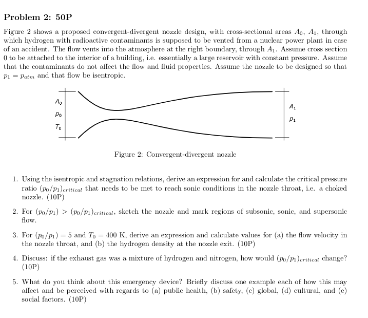 Solved Figure 2 shows a proposed convergent-divergent nozzle | Chegg.com