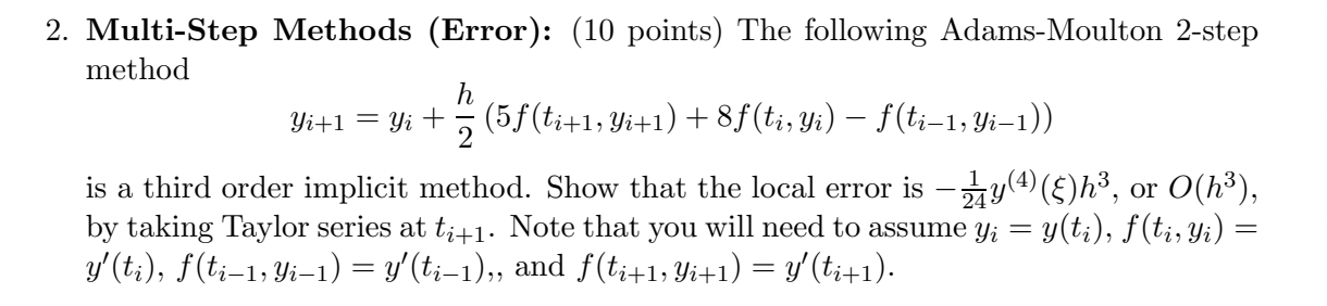 Solved Multi-Step Methods (Error): (10 ﻿points) ﻿The | Chegg.com