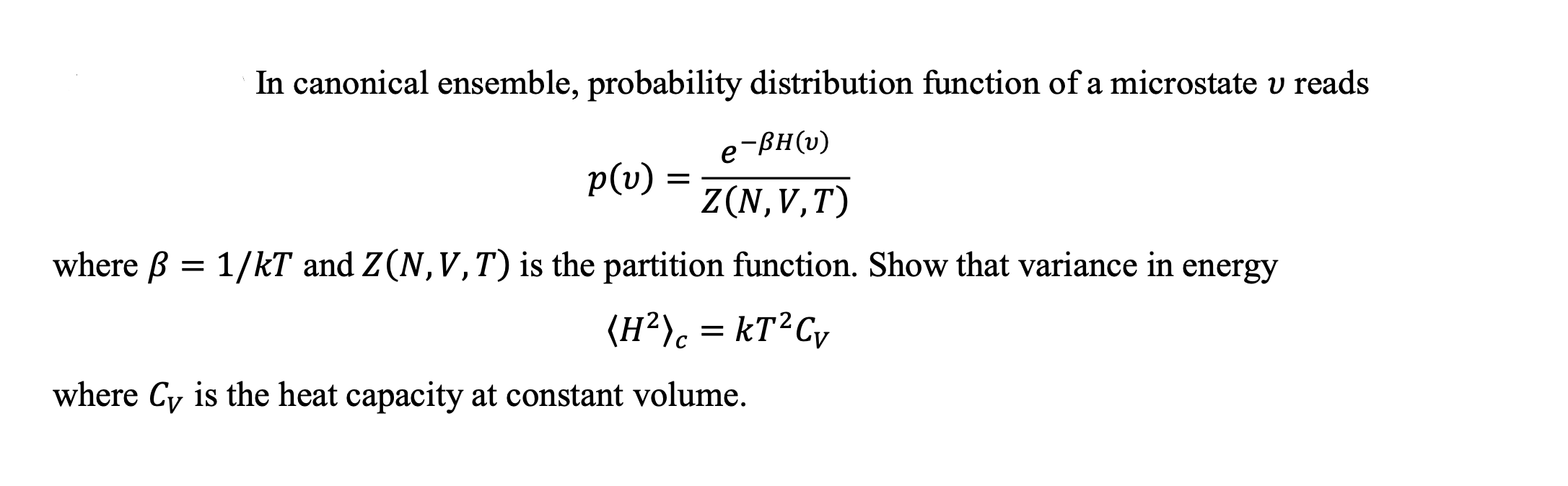 Solved In canonical ensemble, probability distribution | Chegg.com