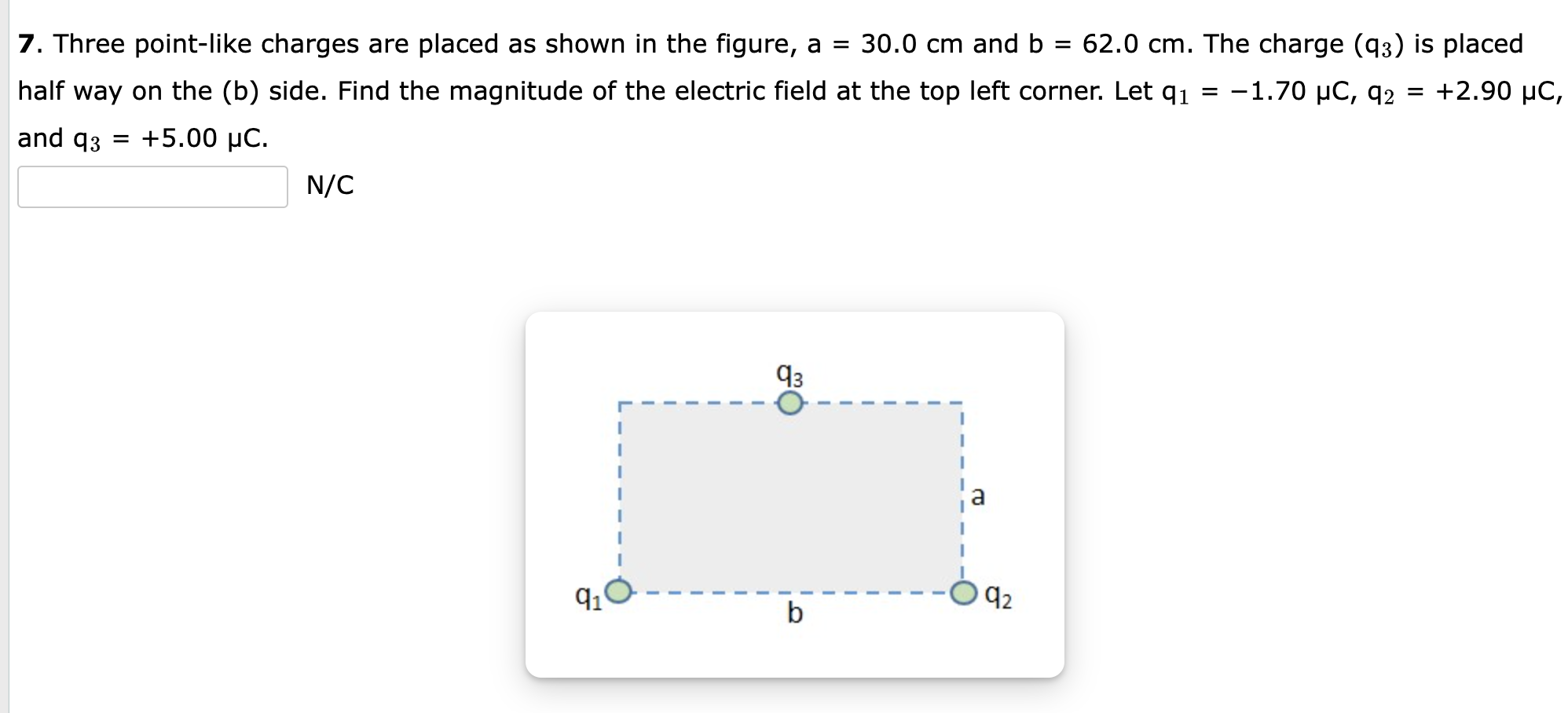 Three point-like charges are placed as shown in the | Chegg.com