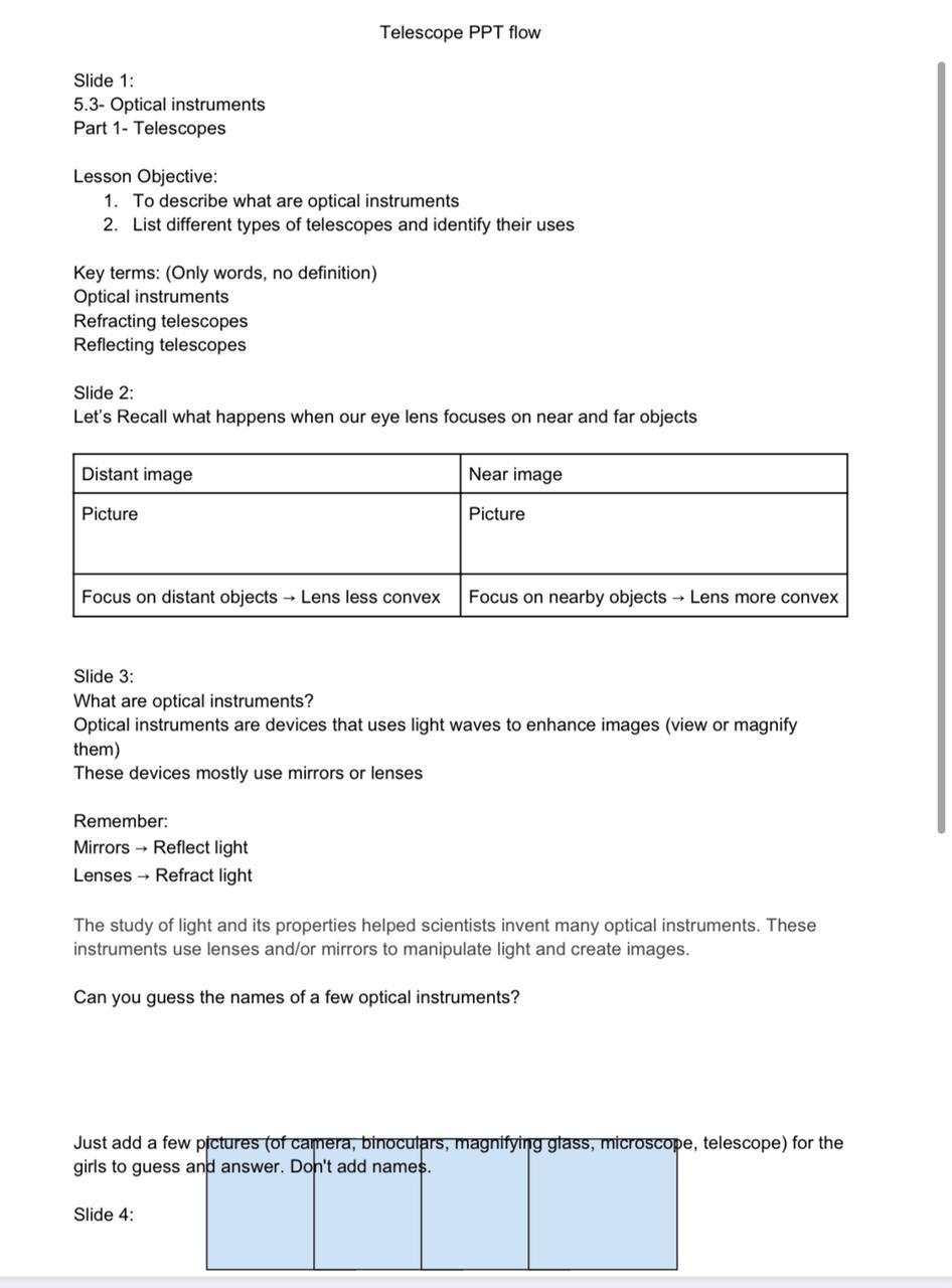 Telescope PPT flow Slide 1: 5.3- Optical instruments | Chegg.com