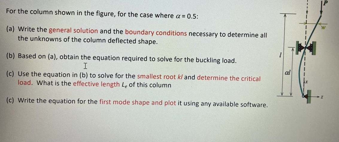 Solved For the column shown in the figure, for the case | Chegg.com