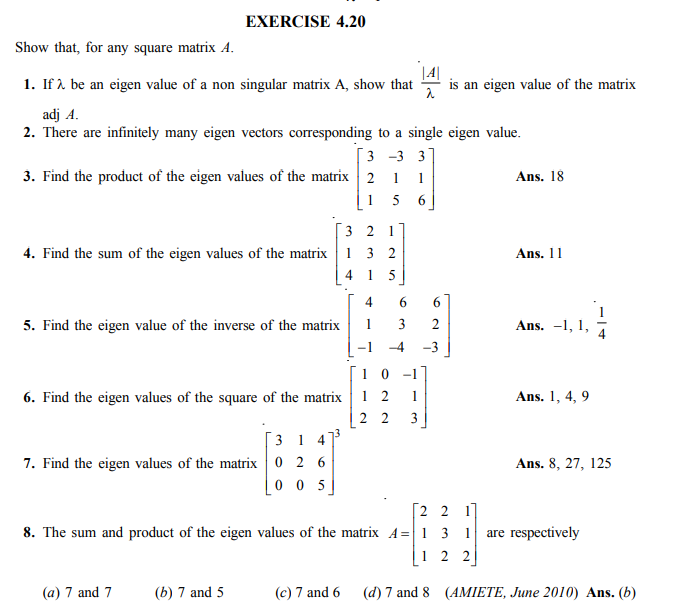 Solved EXERCISE 4.20 Show that, for any square matrix A. 1. | Chegg.com