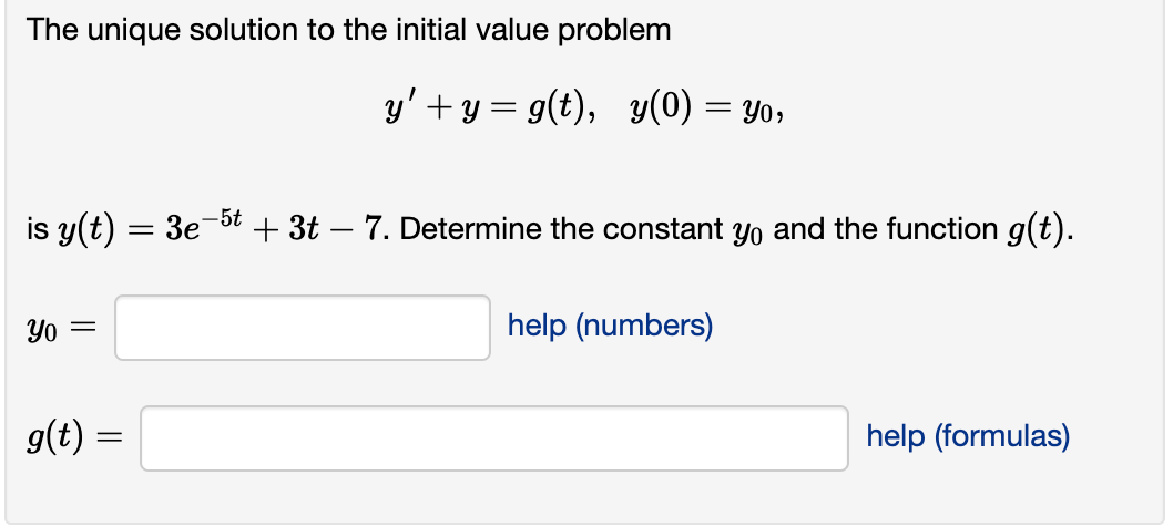 Solved The unique solution to the initial value problem | Chegg.com