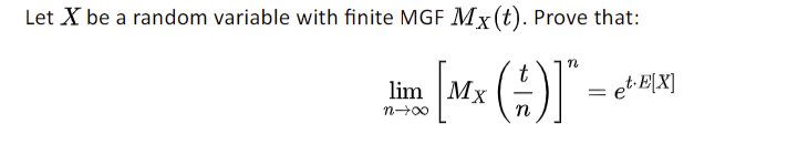 Solved Let X be a random variable with finite MGF MX(t). | Chegg.com