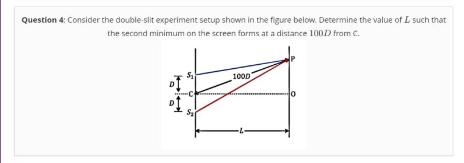 Solved Question 4: Consider the double-slit experiment setup | Chegg.com