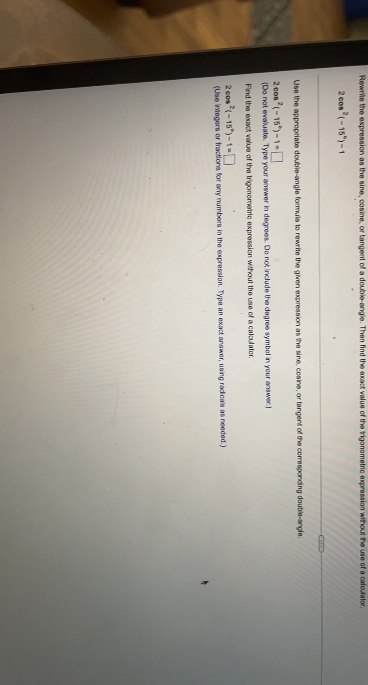 Solved Rewrite the expression as the sine, cosine, or | Chegg.com