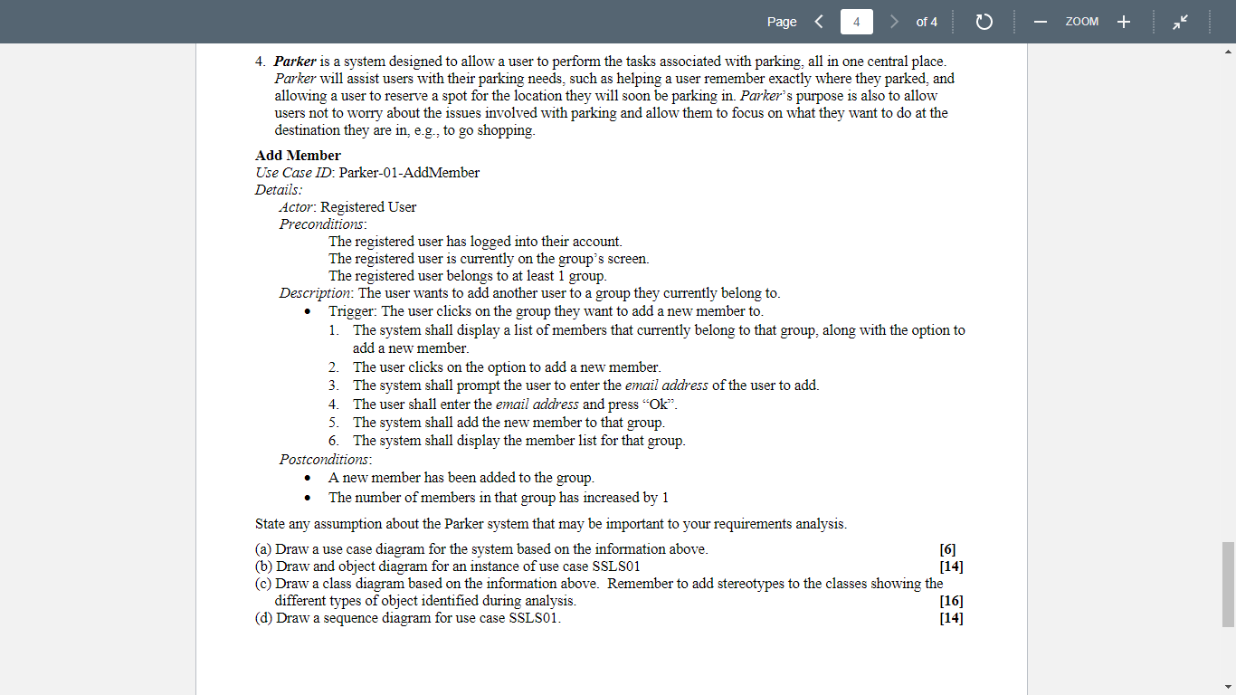 Parker is a system designed to allow a user to | Chegg.com