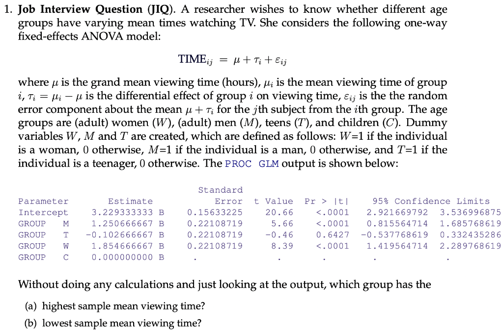 Solved Job Interview Question (JIQ). A researcher wishes to | Chegg.com