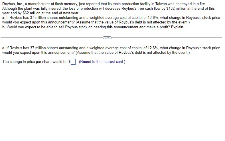 Solved Roybus, Inc., a manufacturer of flash memory, just | Chegg.com