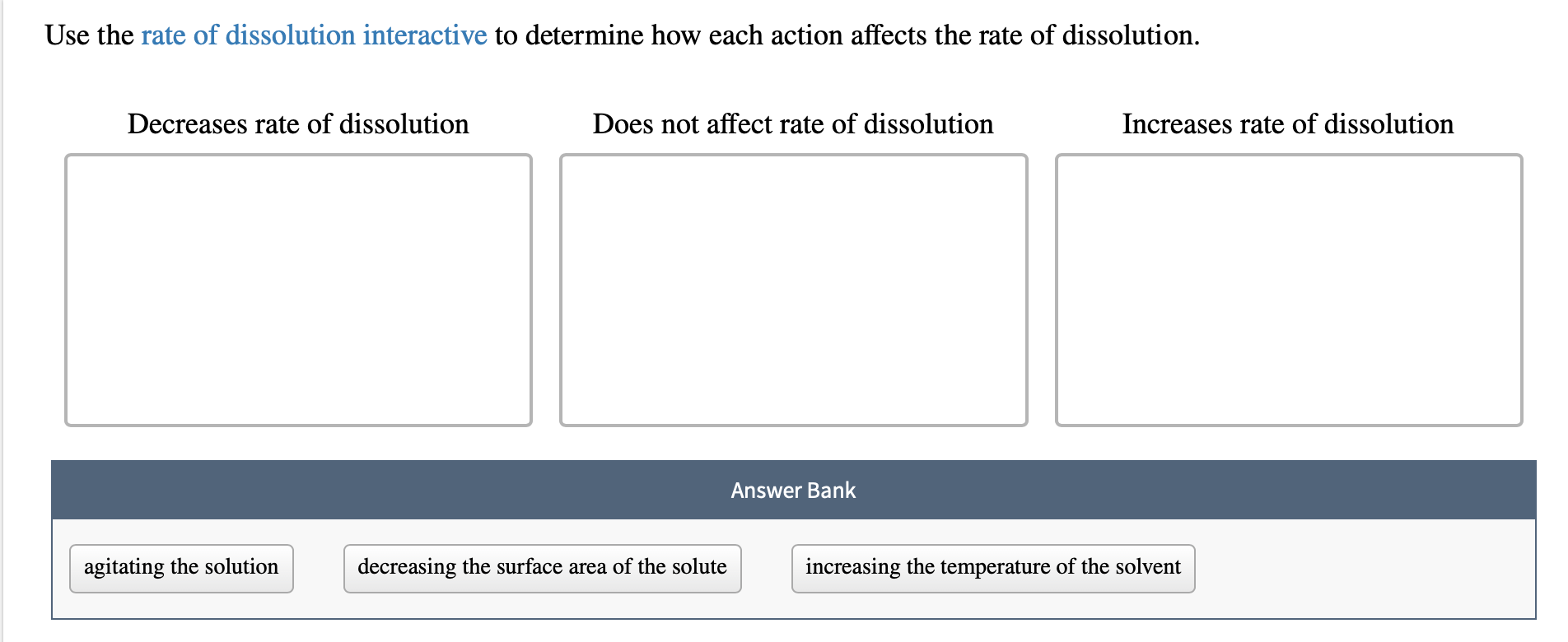 Solved Use the rate of dissolution interactive to determine | Chegg.com