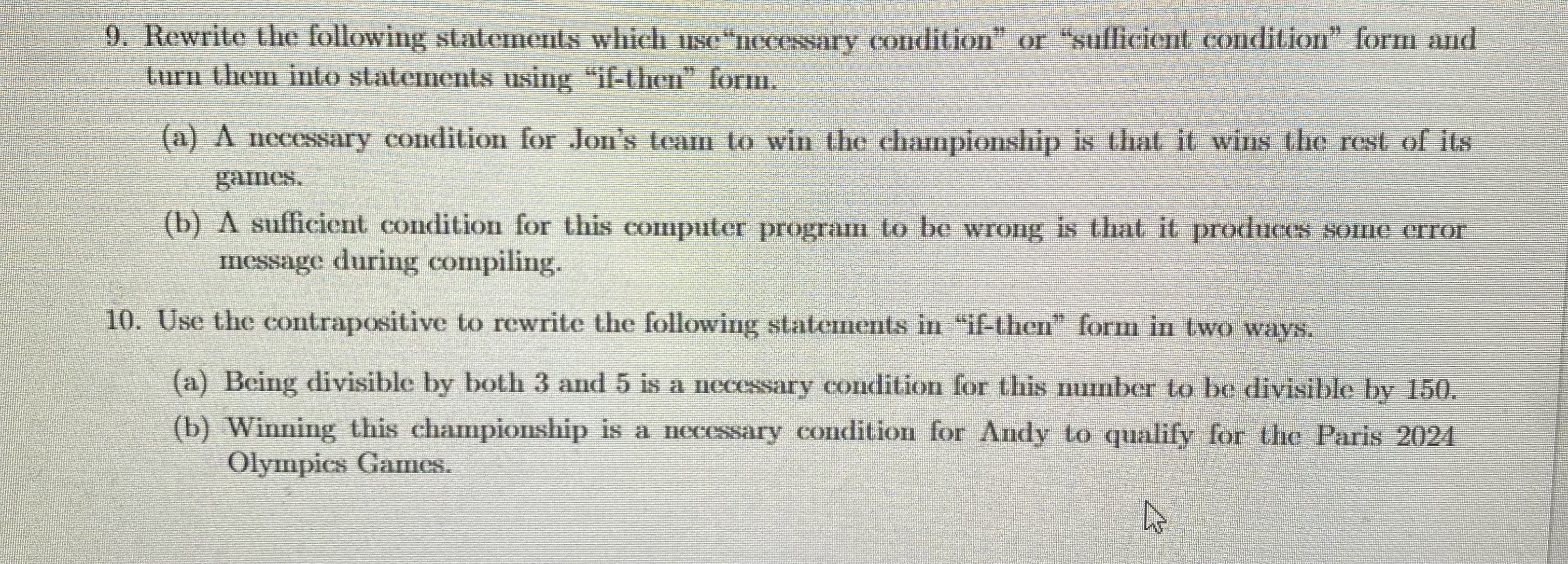 Solved Rewrite the following statements which use "necessary | Chegg.com