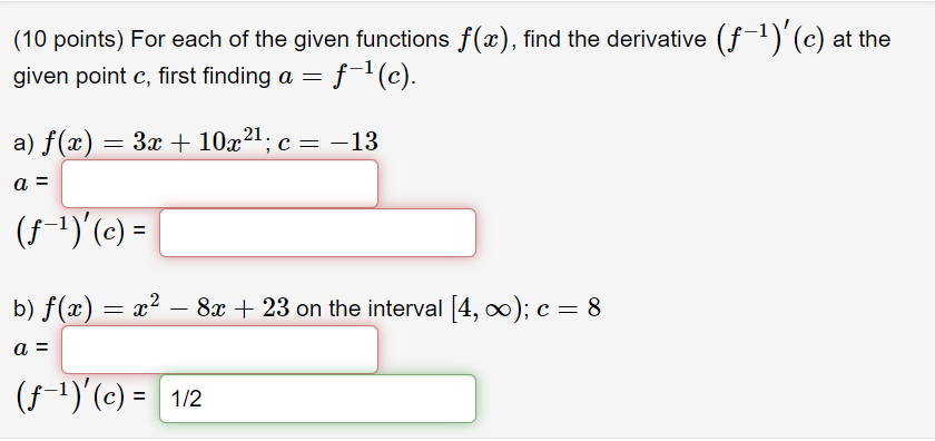 Solved (10 points) For each of the given functions f(x), | Chegg.com