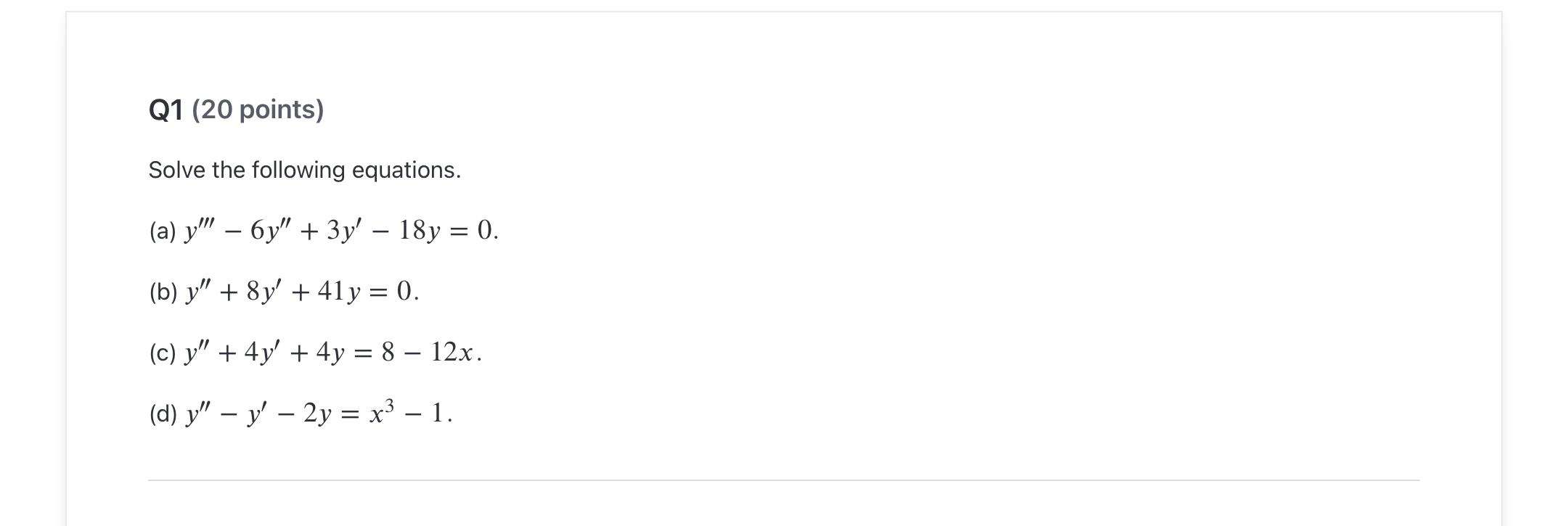 Q1 (20 ﻿points)Solve the following | Chegg.com