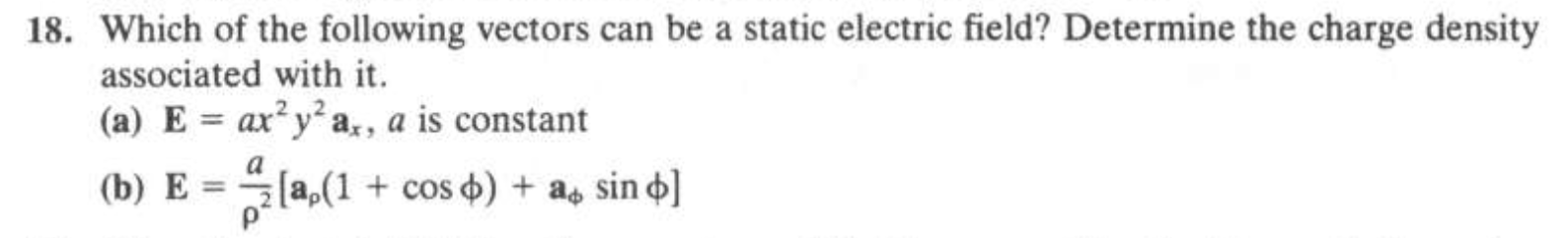 Solved 18. Which of the following vectors can be a static | Chegg.com