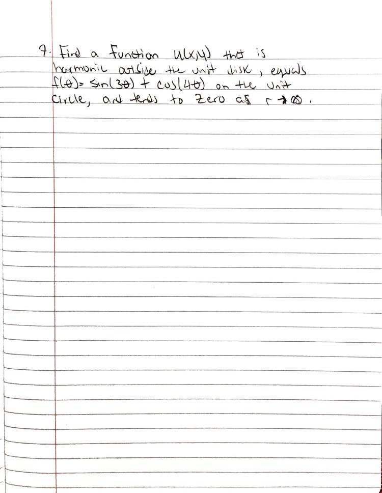 Solved 7. Find a function ulx,y) that is harmonic outside | Chegg.com