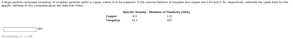 Solved A large-particle composite consisting of tungsten | Chegg.com