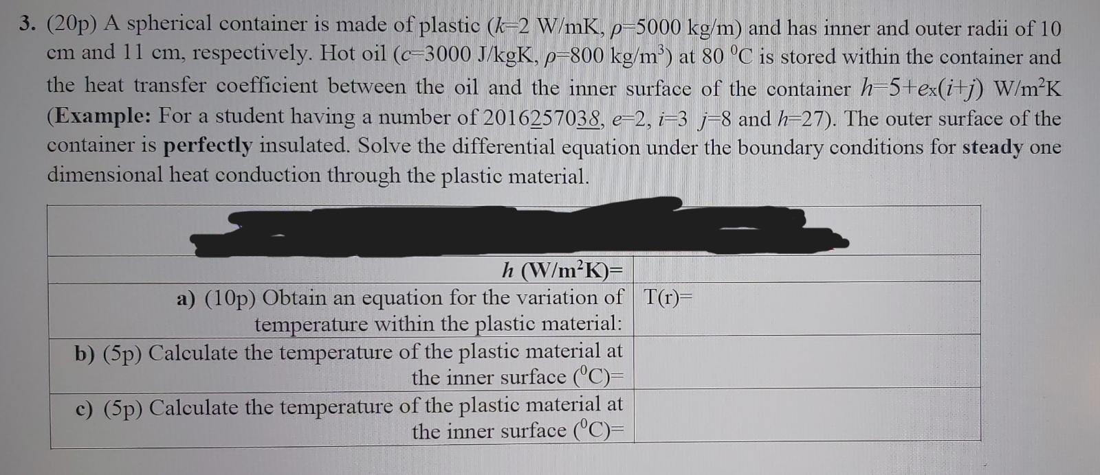 3. (20p) A spherical container is made of plastic | Chegg.com