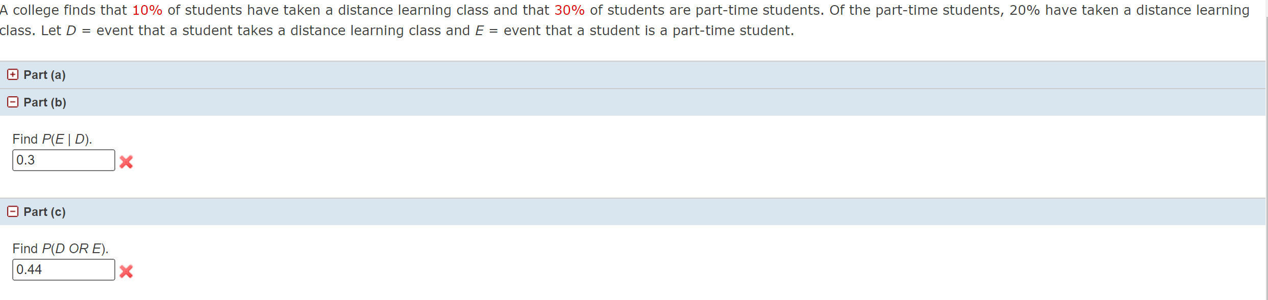 Solved A college finds that 10% of students have taken a | Chegg.com