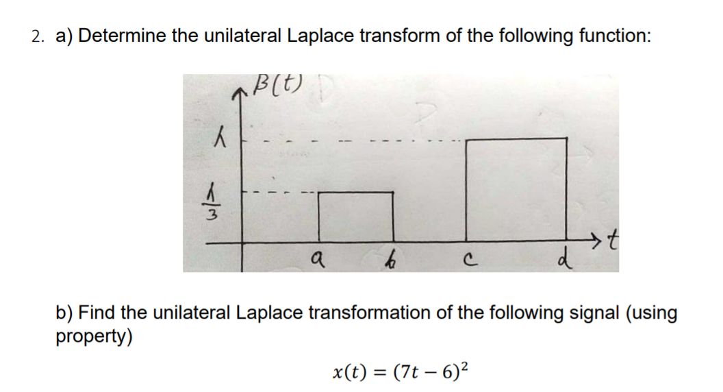 Solved 2. a) Determine the unilateral Laplace transform of | Chegg.com