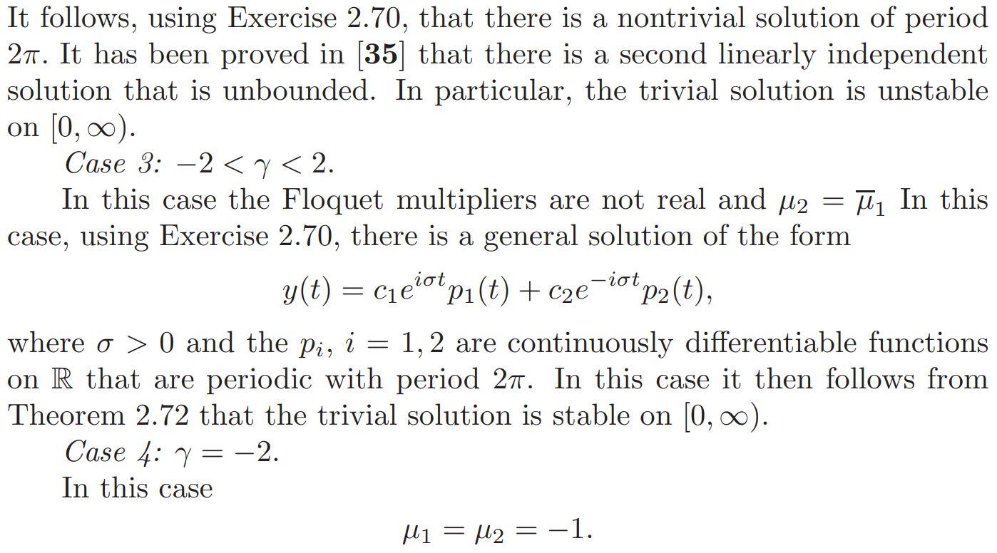 Example 2.76 (Mathieu's Equation) A special case of | Chegg.com