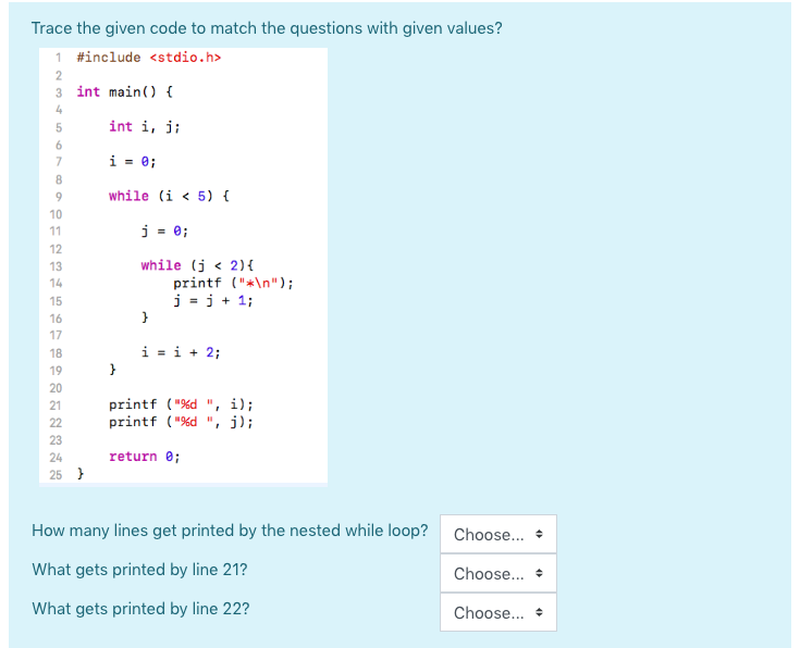 Solved Trace the given code to match the questions with | Chegg.com