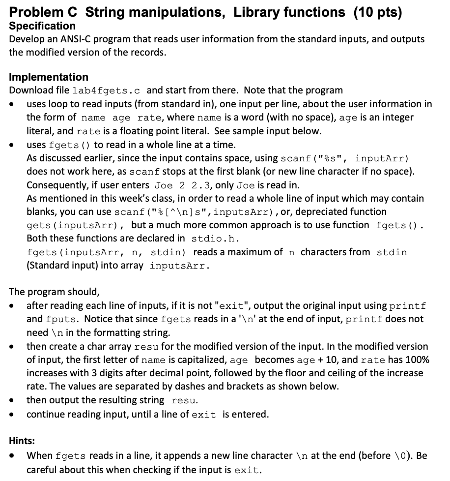 Solved Please help me implement this code in C prog | Chegg.com
