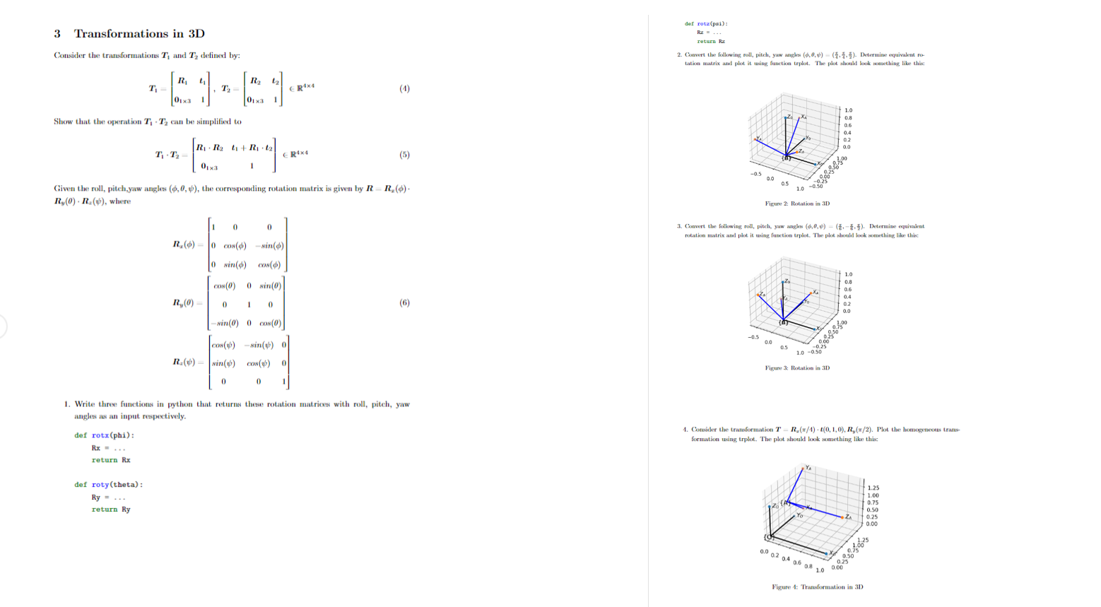 Solved 3 Transformations in 3D Consider the transformations | Chegg.com