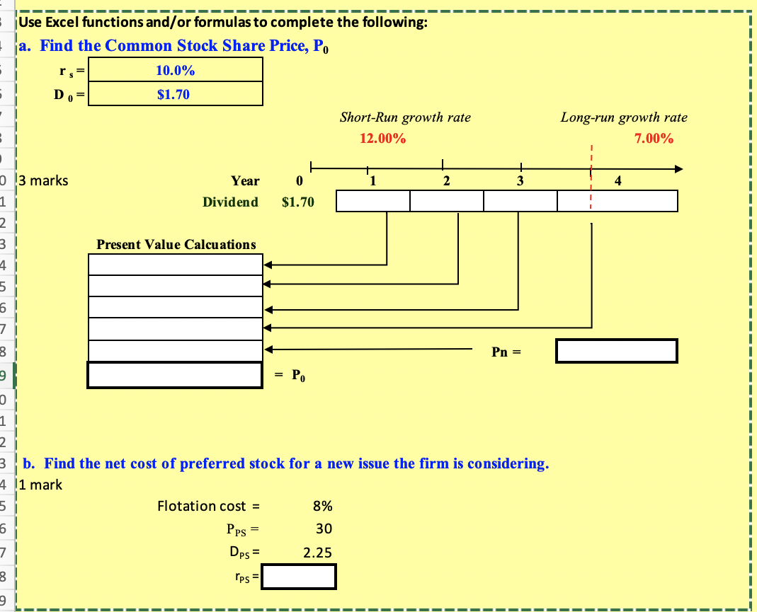 Solved Use Excel Functions Andor Formulas To Complete The 