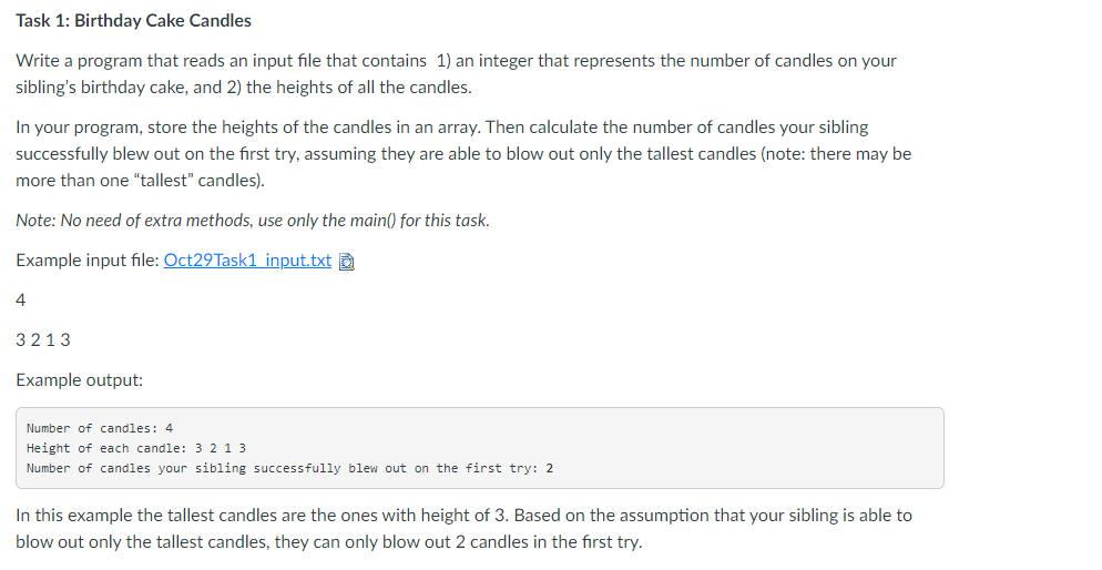 Solved Task 1: Birthday Cake Candles Write a program that | Chegg.com