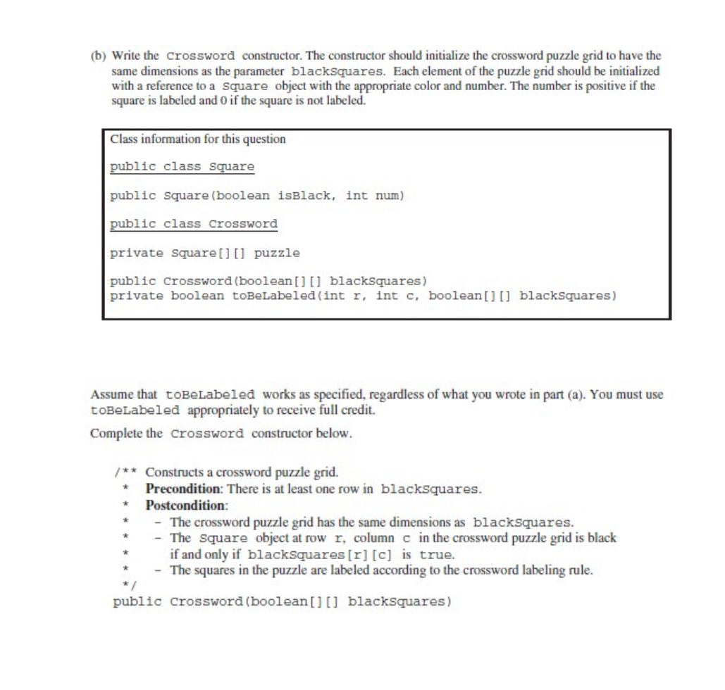 Solved ((Java class)) This test should create a crossword | Chegg.com