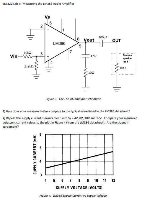 EET222 Lab 4: Measuring the LM386 Audio Amplifier | Chegg.com