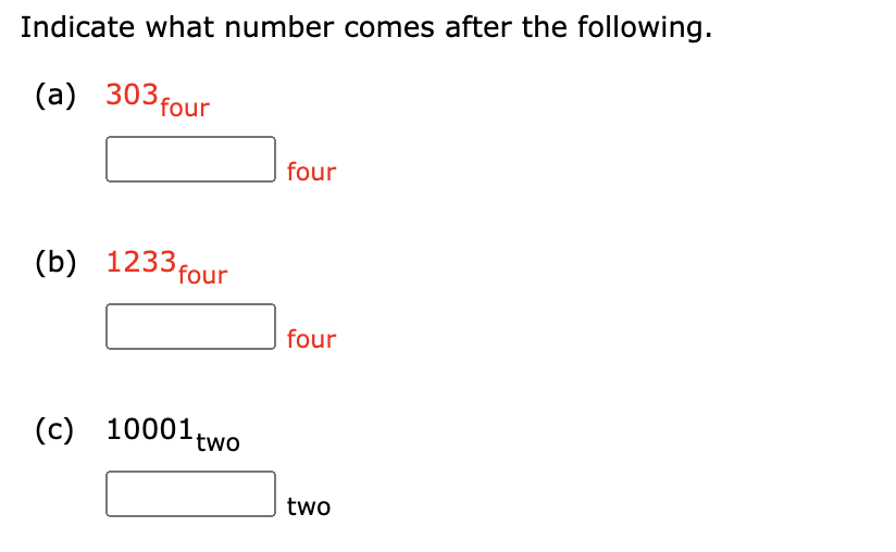 Solved Indicate what number comes after the following. (a) | Chegg.com