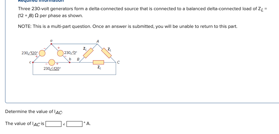 Solved Three 230-volt generators form a delta-connected | Chegg.com