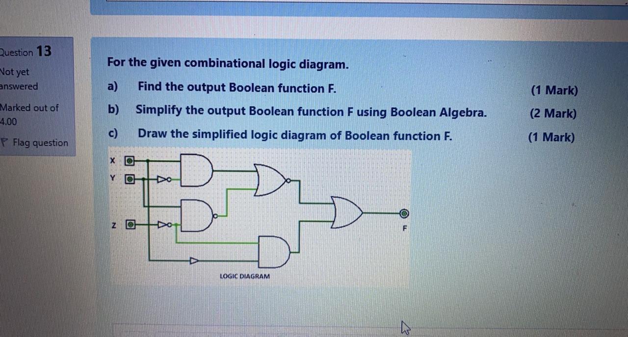 Solved Question 13 Not yet answered (1 Mark) For the given | Chegg.com
