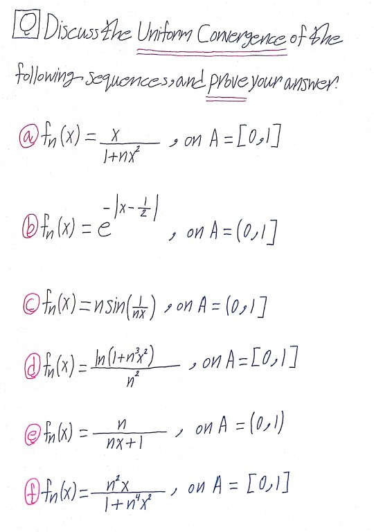 Solved 19 Discuss the Uniform Convergence of the following | Chegg.com