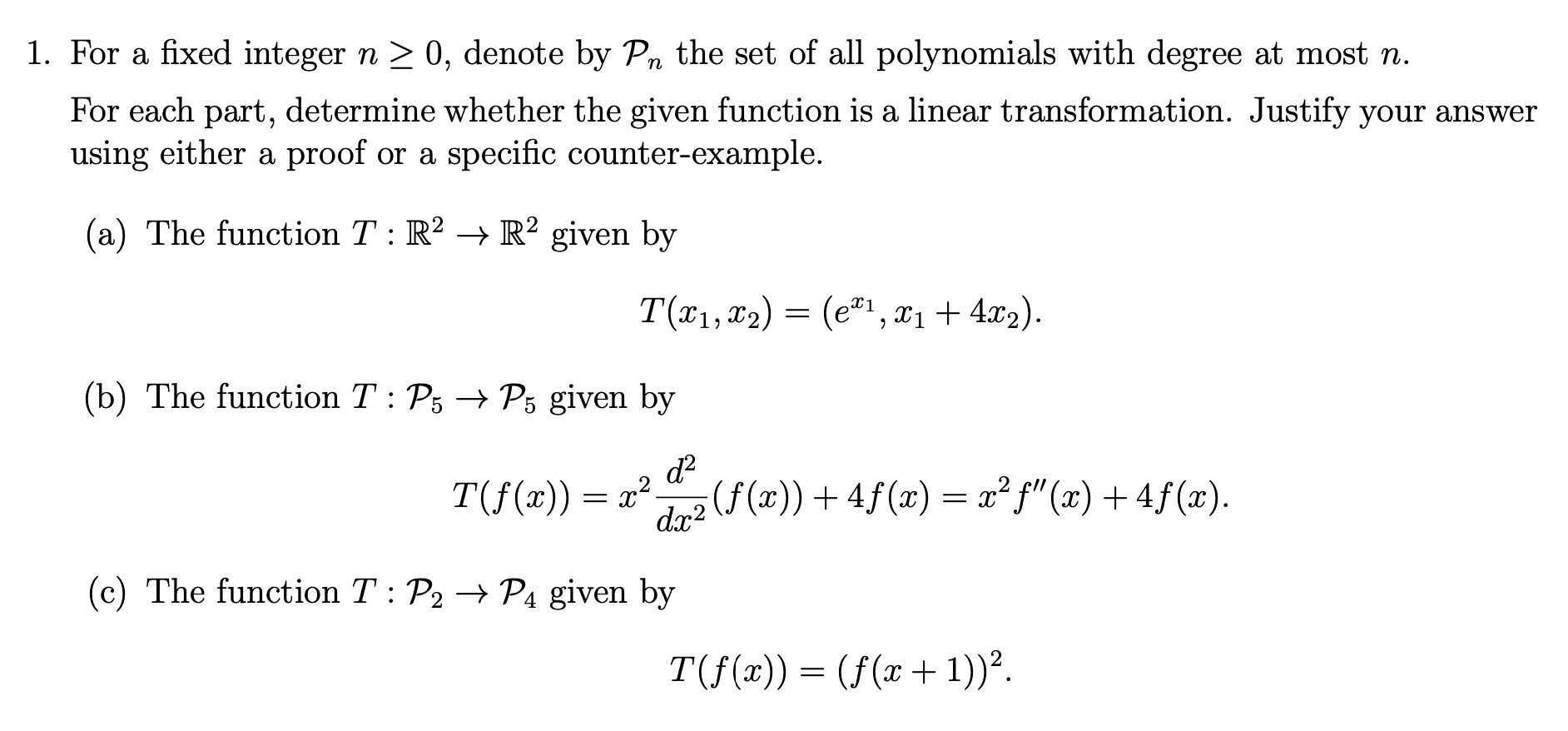 Solved 1. For a fixed integer n≥0, denote by Pn the set of | Chegg.com
