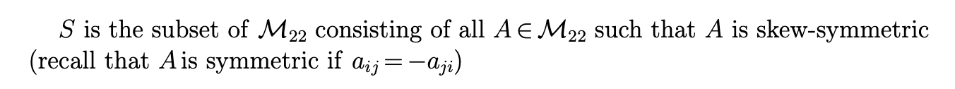 Determine if the indicated subset forms a subspace. | Chegg.com