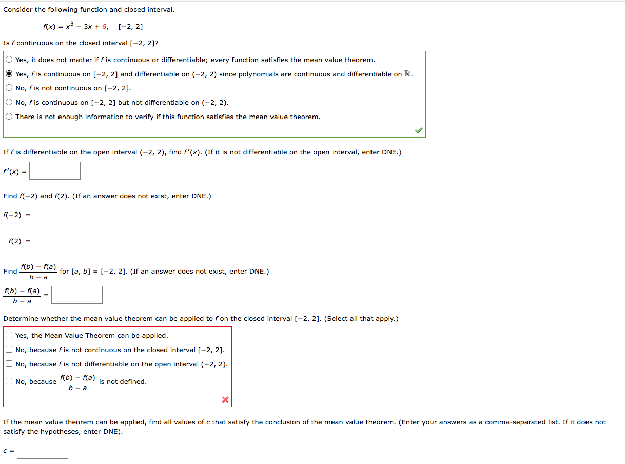Solved Consider the following function and closed interval. | Chegg.com