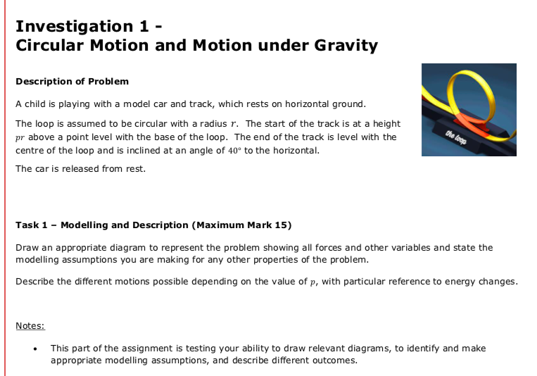 Solved Investigation 1 - Circular Motion and Motion under | Chegg.com