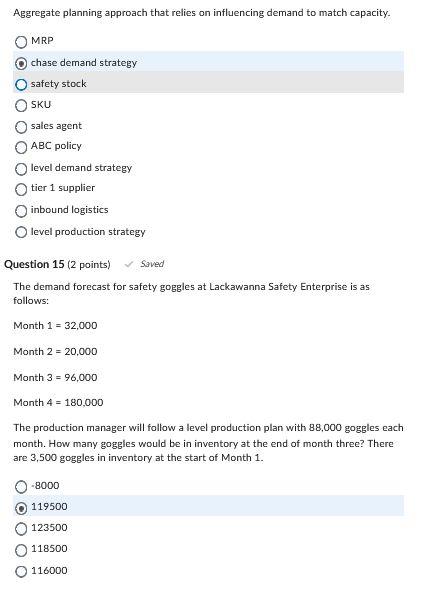 Aggregate planning approach that relies on | Chegg.com