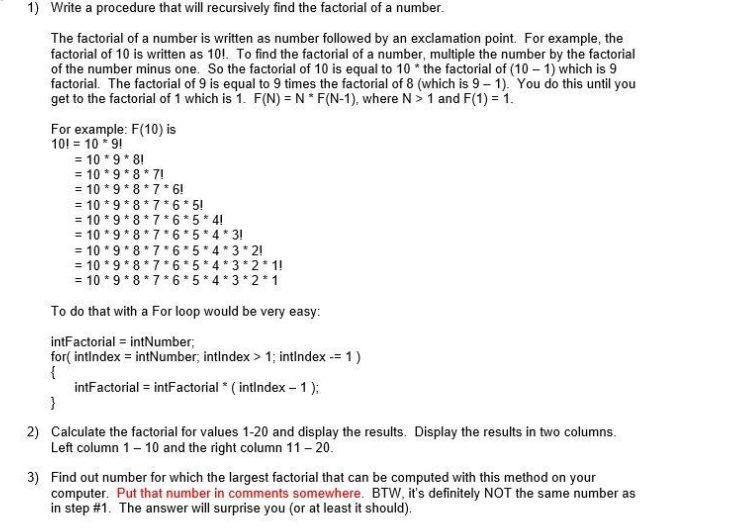 Solved 1) Write a procedure that will recursively find the | Chegg.com