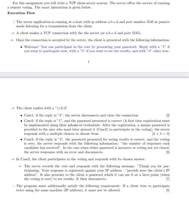 For this assignment you will write a TCP | Chegg.com