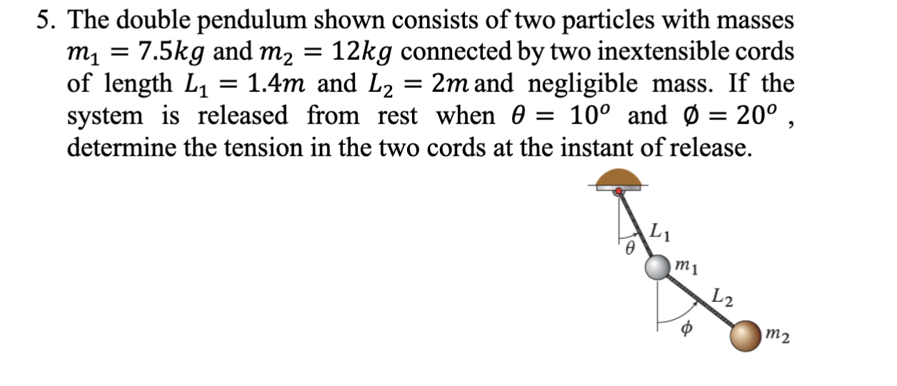 Solved 5. The double pendulum shown consists of two | Chegg.com