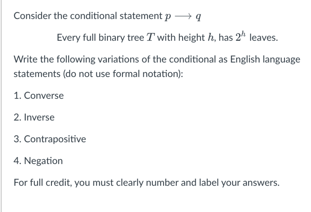 Solved Consider the conditional statement p a Every full | Chegg.com