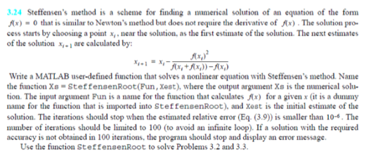 Solved 3.24 Steffensen's method is a scheme for finding a | Chegg.com