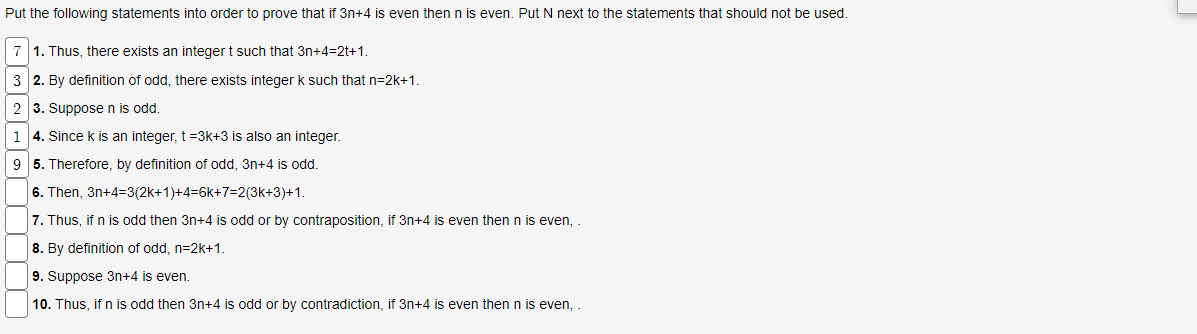 Solved Put the following statements into order to prove that | Chegg.com