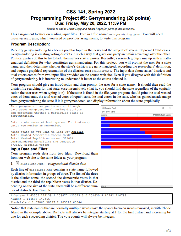 Solved CS& 141, Spring 2022 Programming Project # 5: | Chegg.com