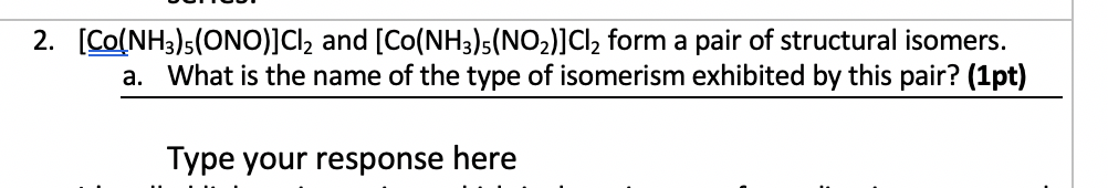 Solved Complex Formula [CO(NH3), NO2]C12 [CO(NH3).]Cl3 | Chegg.com